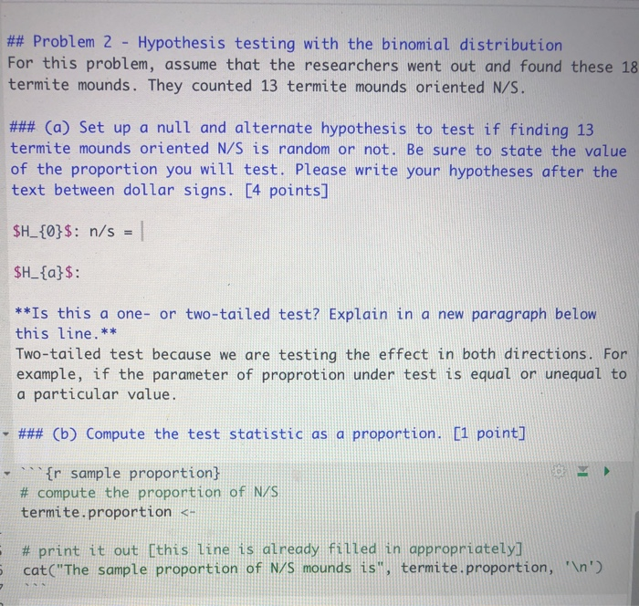 ## Problem 2 - Hypothesis testing with the binomial | Chegg.com