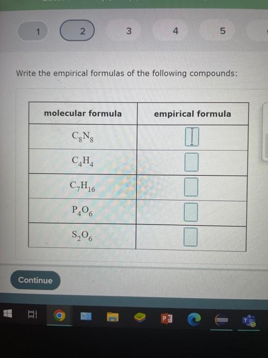 Solved Write the empirical formulas of the following | Chegg.com