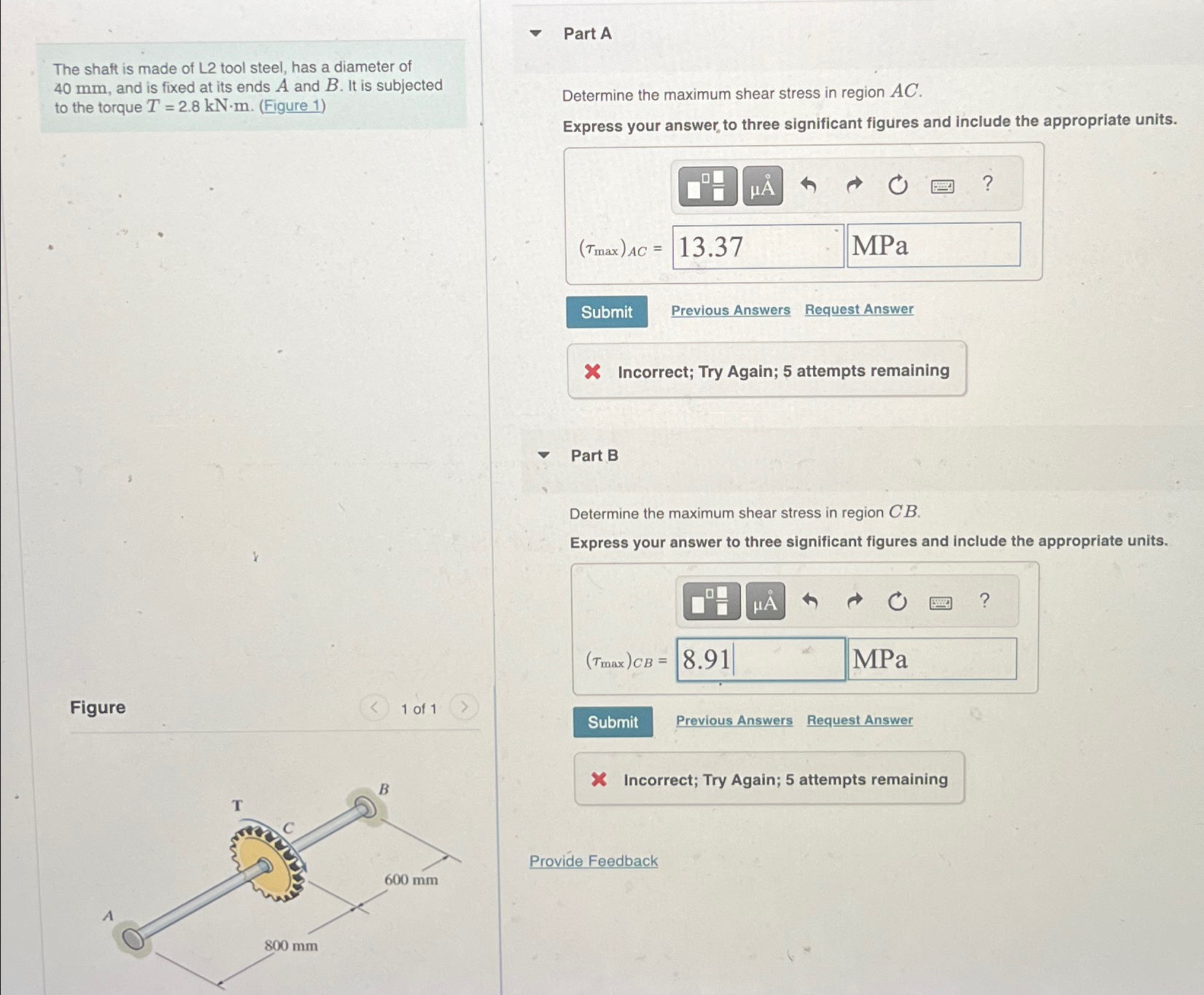 Solved The shaft is made of L2 ﻿tool steel, has a diameter | Chegg.com