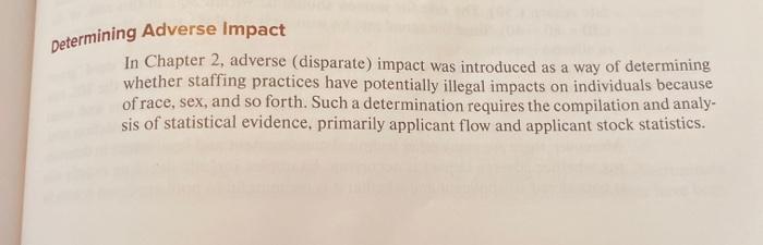 Solved Pages 355-358 cover Determining Adverse Impact. | Chegg.com