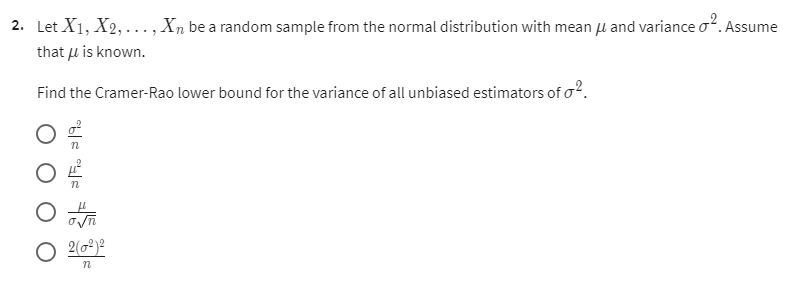 Solved Let x1,x2,dots,xn ﻿be a random sample from the normal | Chegg.com
