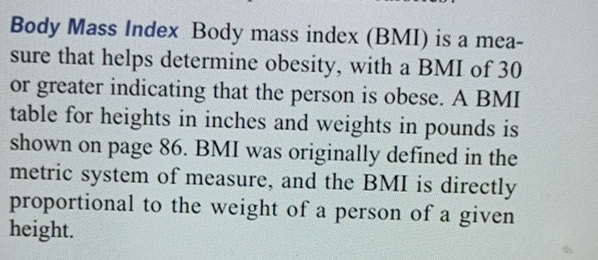 Solved Body Mass Index Body mass index (BMI) ﻿is a measure | Chegg.com