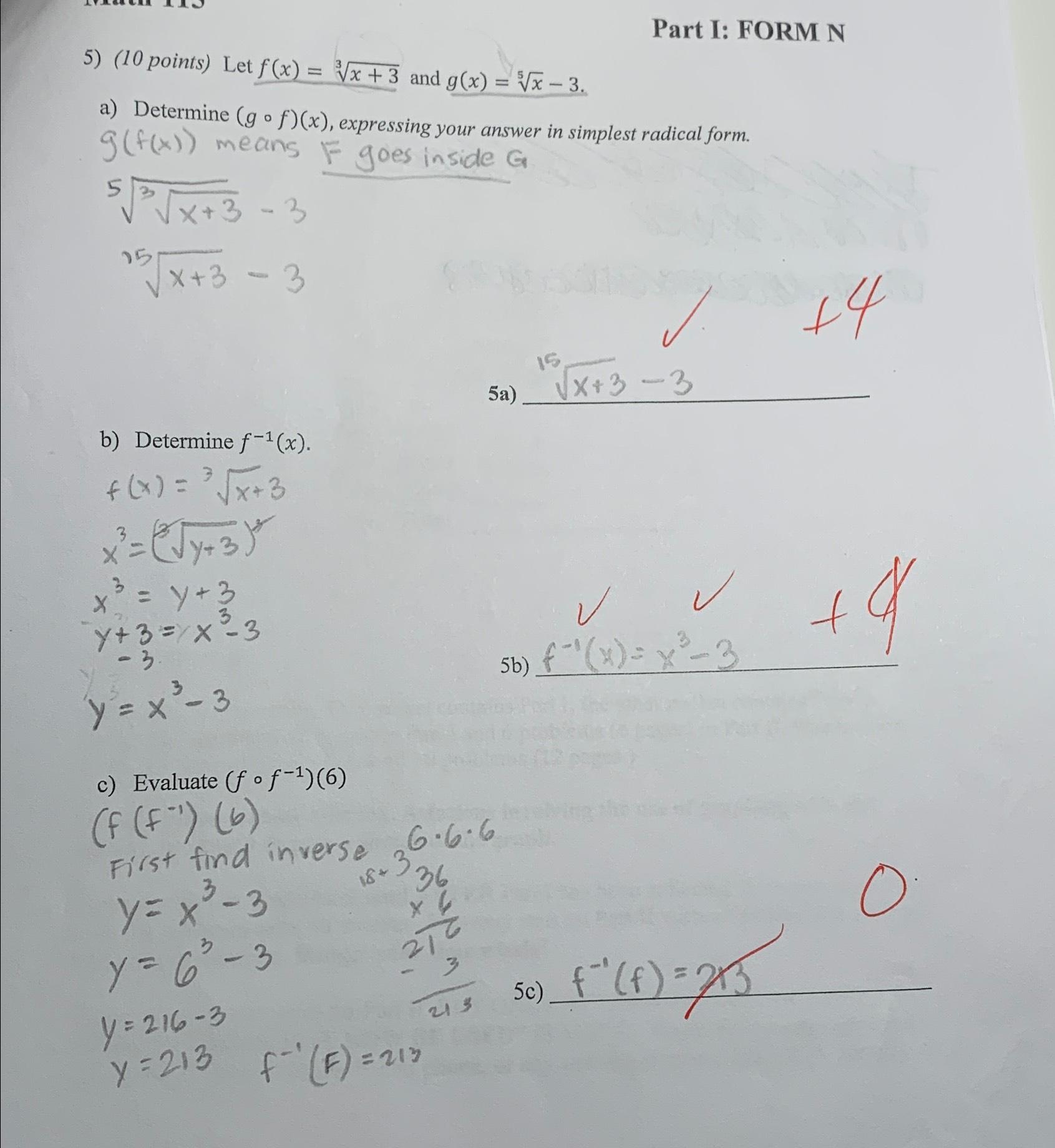 Solved Part I: FORM N(10 ﻿points) ﻿Let f(x)=x+33 ﻿and | Chegg.com