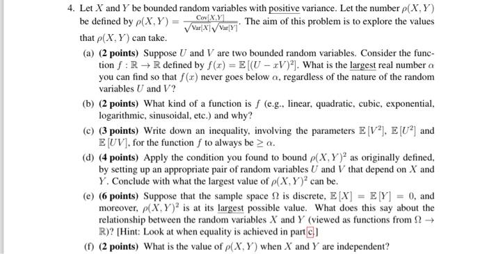 4. Let X and Y be bounded random variables with | Chegg.com