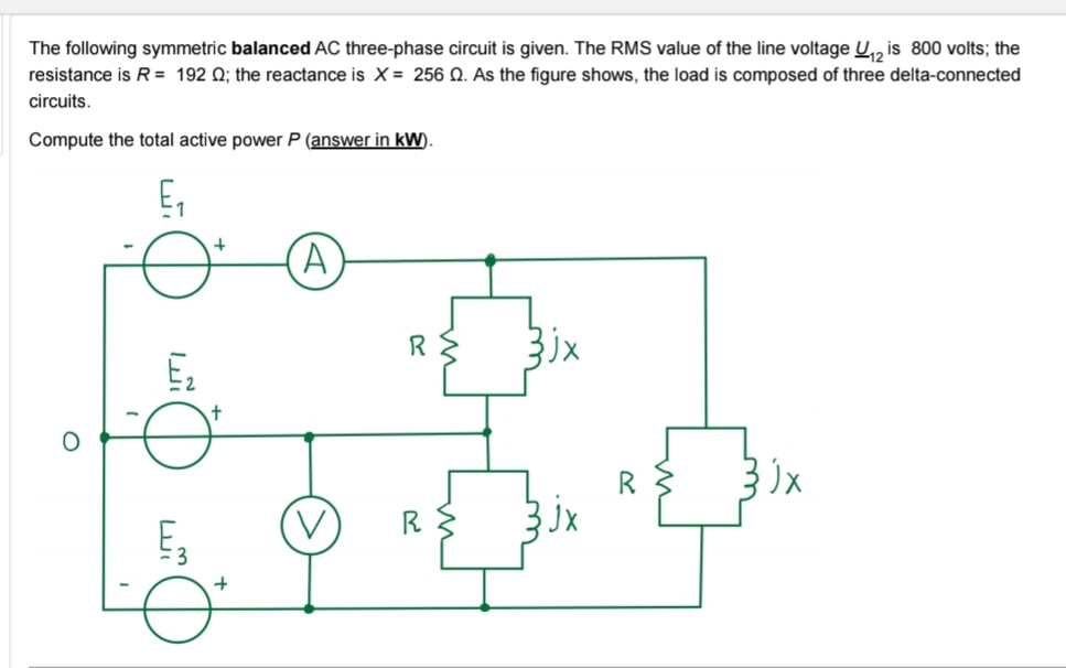 Solved The following symmetric balanced AC three-phase | Chegg.com