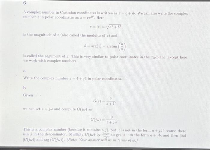 Solved 6 A complex number in Cartesian coordinates is | Chegg.com