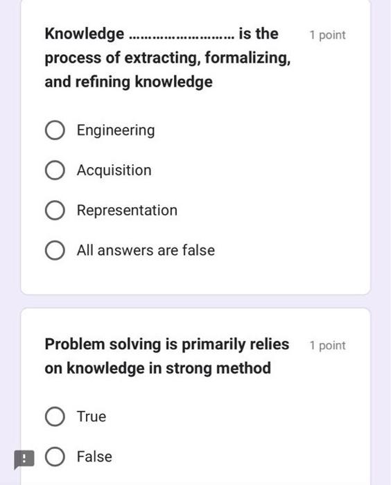 Solved Knowledge is the 1 point bottleneck in developing | Chegg.com