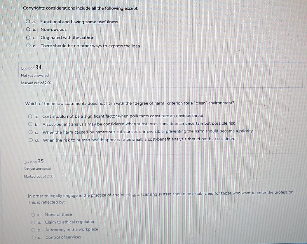 Solved Copyrights considerations include all the following | Chegg.com