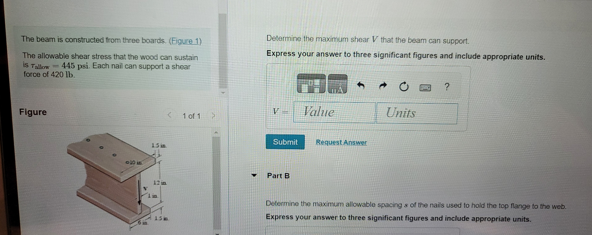 Solved The beam is constructed from three boards. (Figure | Chegg.com