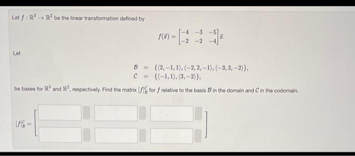Solved Let f:R3→R2 be the linear transformation defined by | Chegg.com