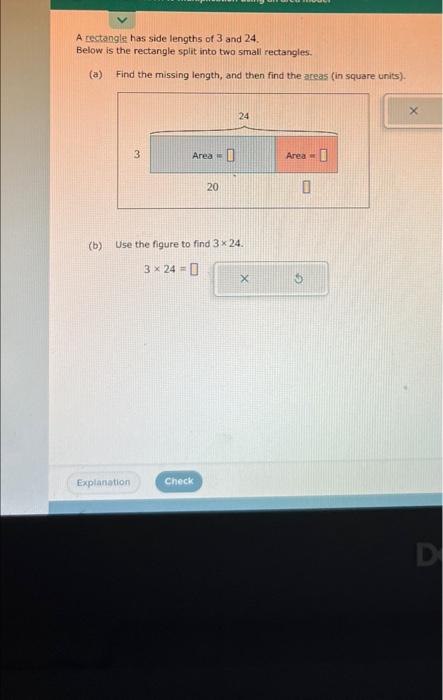 [Solved]: A rectangle has side lengths of 3 and 24. Below is