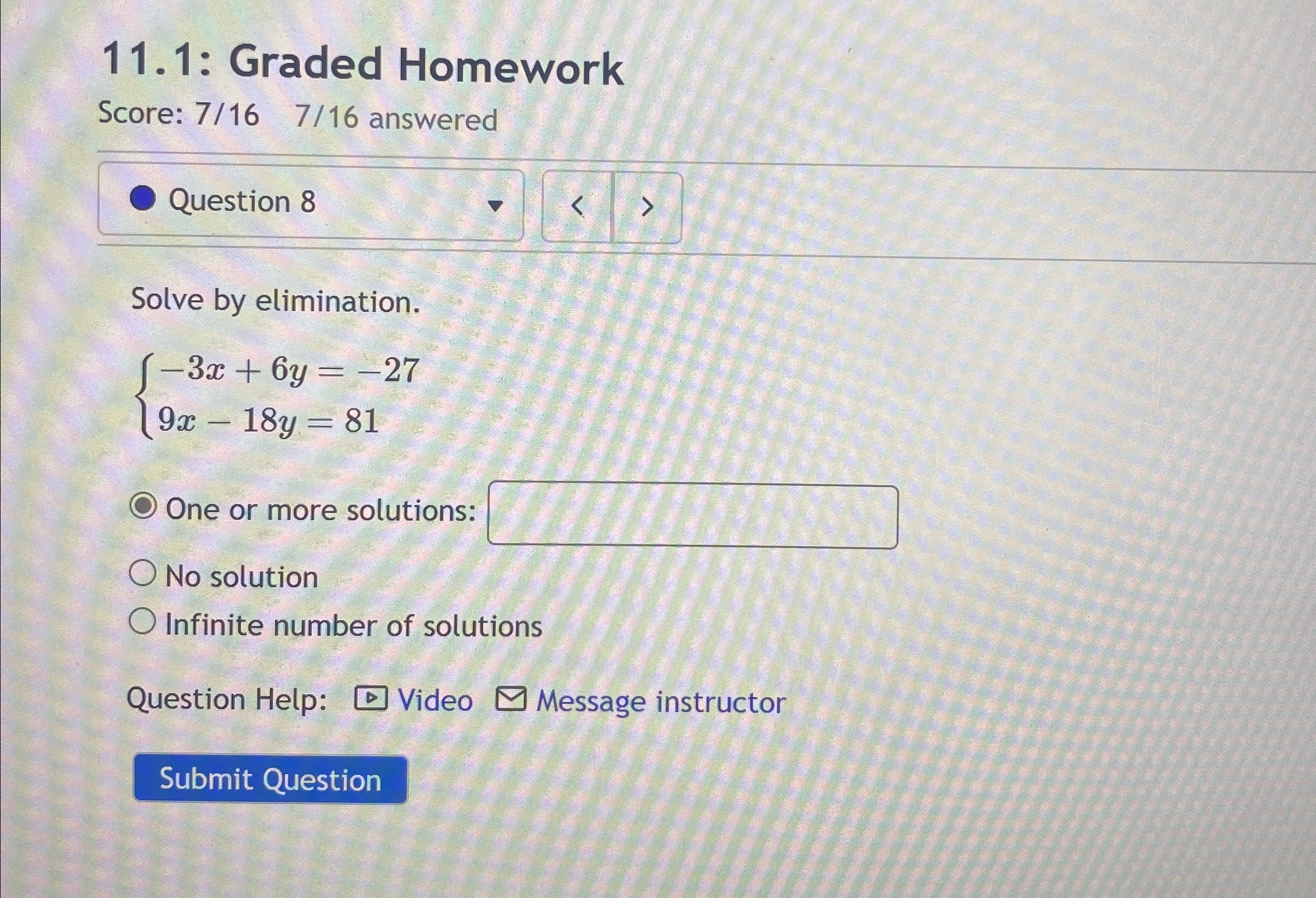 Solved 11.1: Graded HomeworkScore: 7/167/16 | Chegg.com