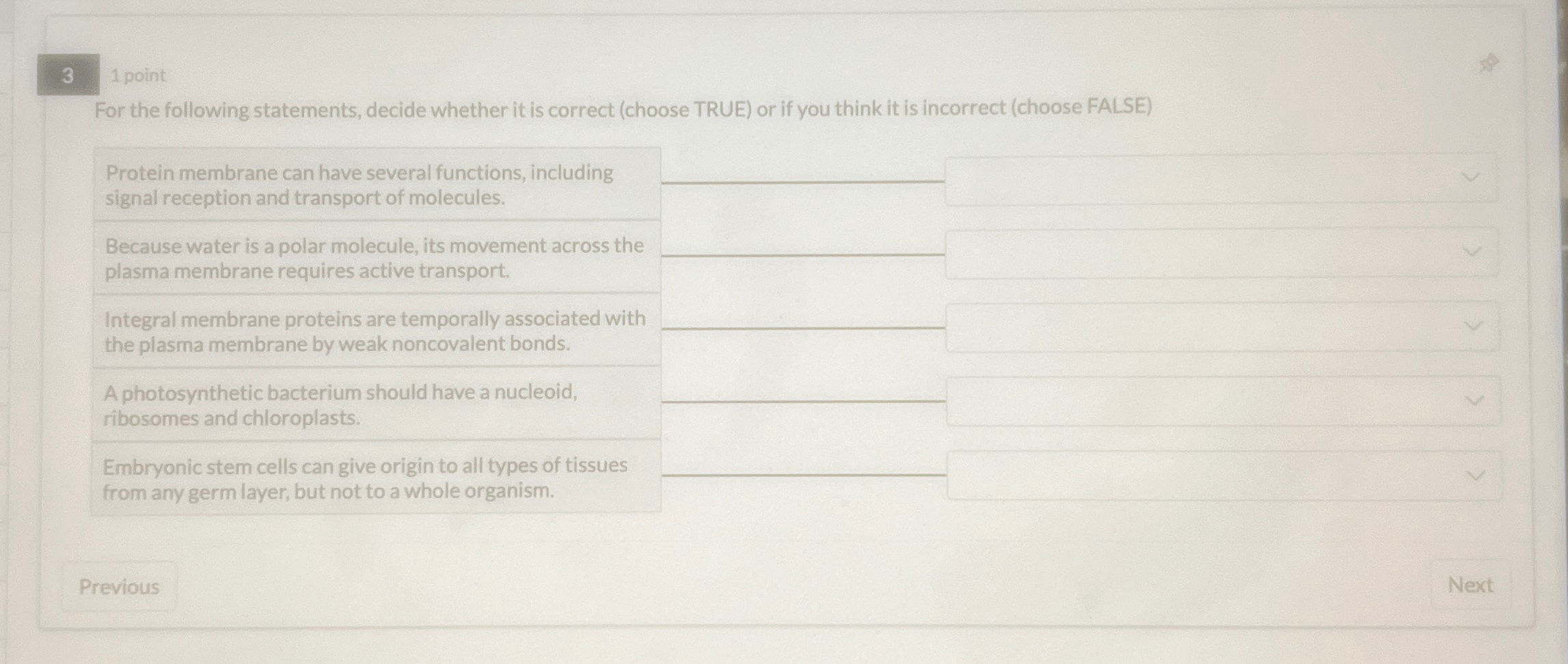 Solved 31 ﻿pointFor the following statements, decide whether | Chegg.com