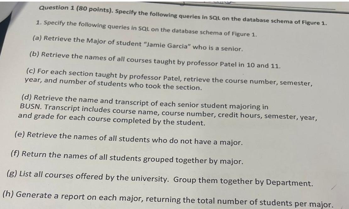 Solved Question 1 ( 80 ﻿points). ﻿Specify the following | Chegg.com