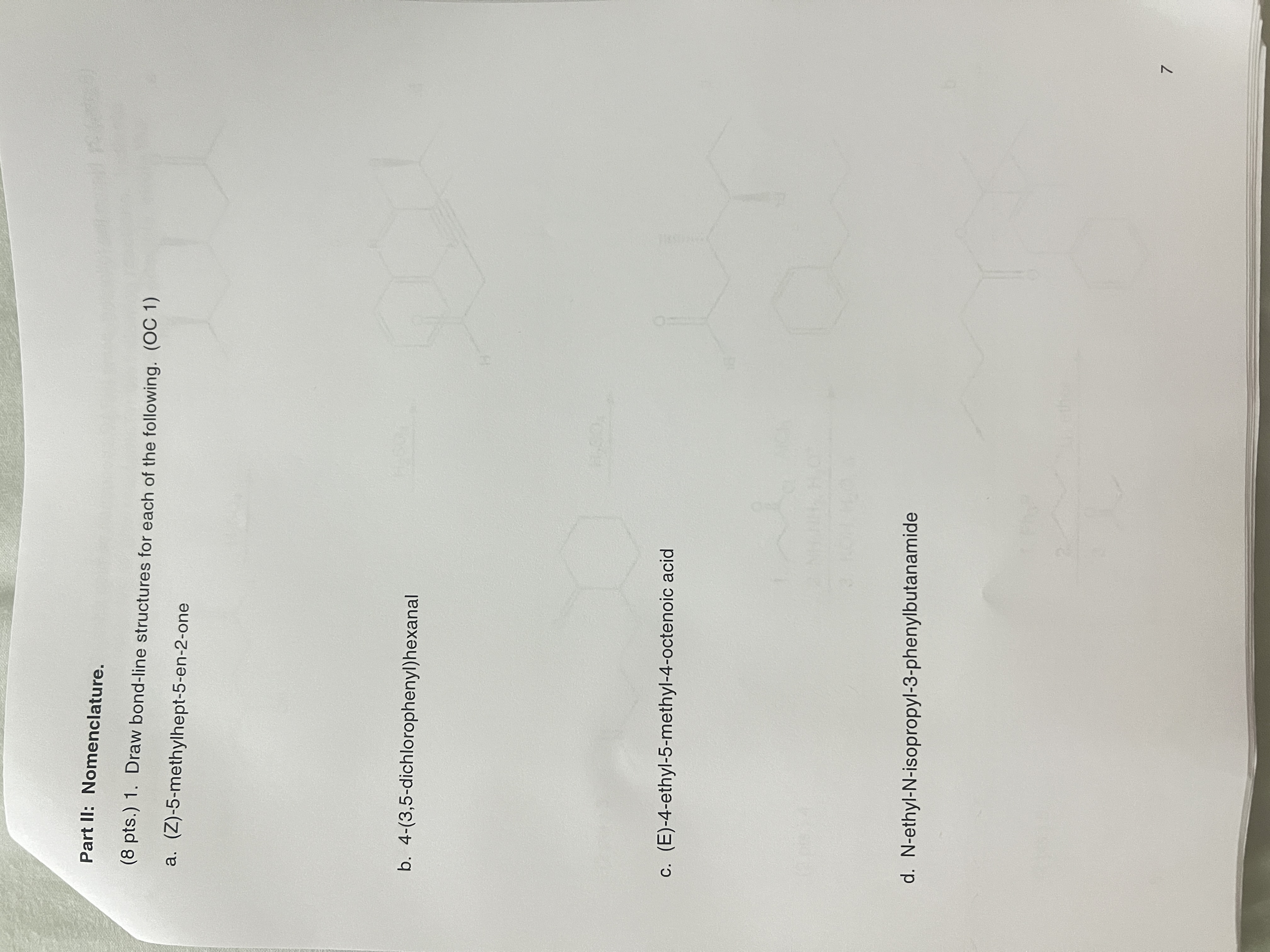 Solved 1. ﻿Draw bond-line structures for each of the | Chegg.com