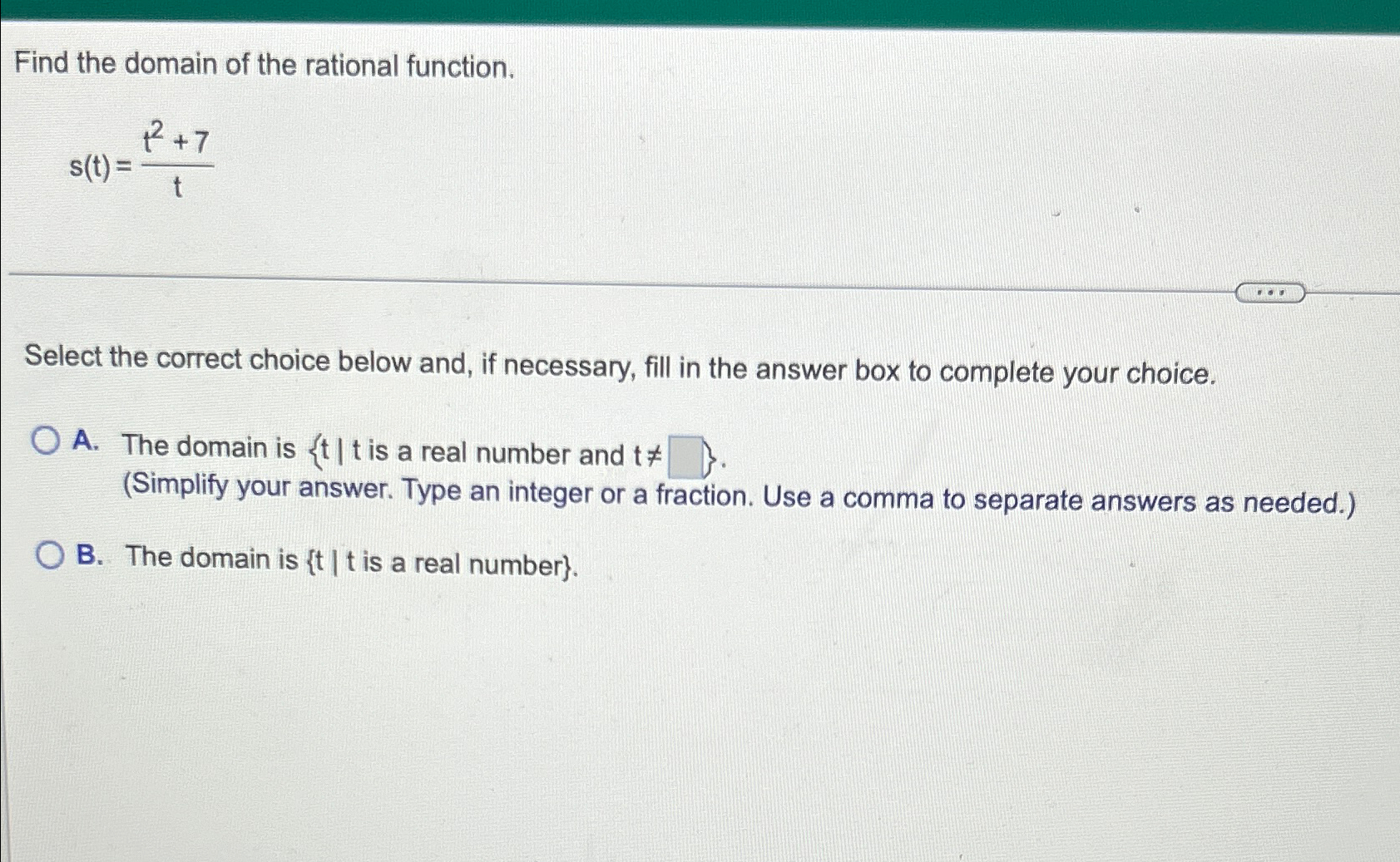 Solved Find the domain of the rational | Chegg.com