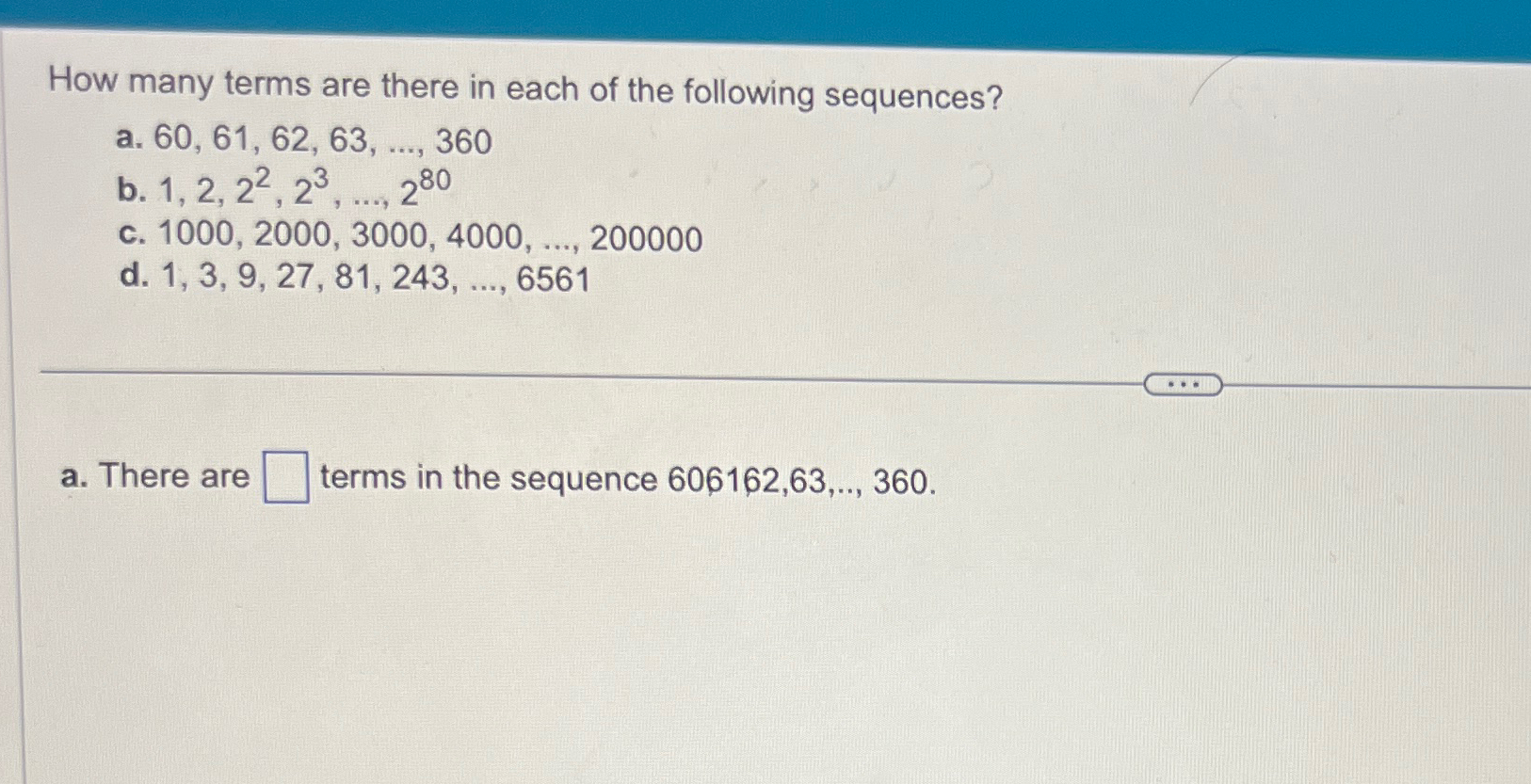 Solved How many terms are there in each of the following | Chegg.com