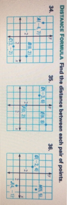 Solved DISTANCE FORMULA Find the distance between each pair | Chegg.com