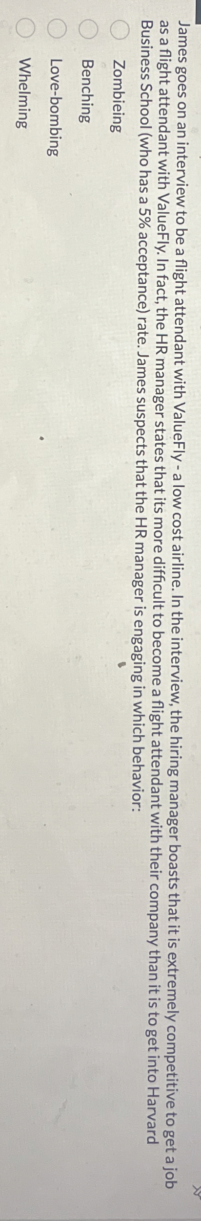 Solved TJames goes on an interview to be a flight attendant | Chegg.com