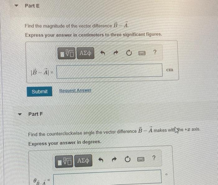 Solved Vector A has components A2=1.30 cm,Ay=2.35 cm; vector | Chegg.com