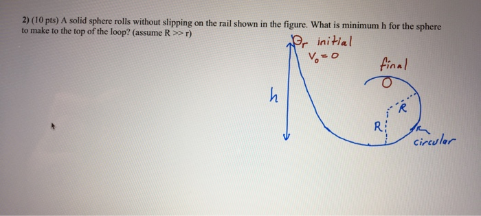 Solved 2) (10 pts) A solid sphere rolls without slipping on | Chegg.com