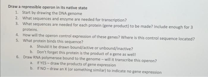 Draw a repressible operon in its native state 1. | Chegg.com