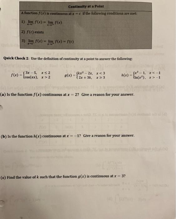 Solved Continuity at a Point A function f(x) is continuous | Chegg.com