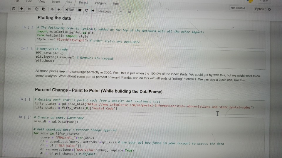 Not Trusted W Run Python 3 O с Markdown Getting The