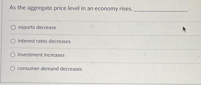 Solved As the aggregate price level in an economy rises, | Chegg.com