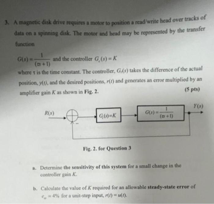 Solved A magnetic disk drive requires a motor to position a | Chegg.com