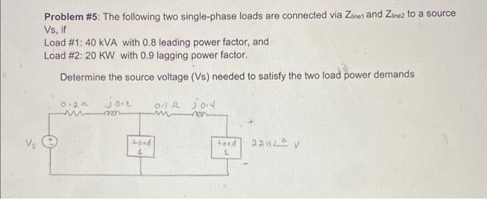 Solved Problem #5: The following two single-phase loads are | Chegg.com