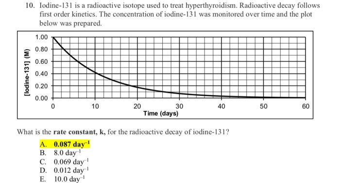 Solved 10. Iodine-131 is a radioactive isotope used to treat | Chegg.com