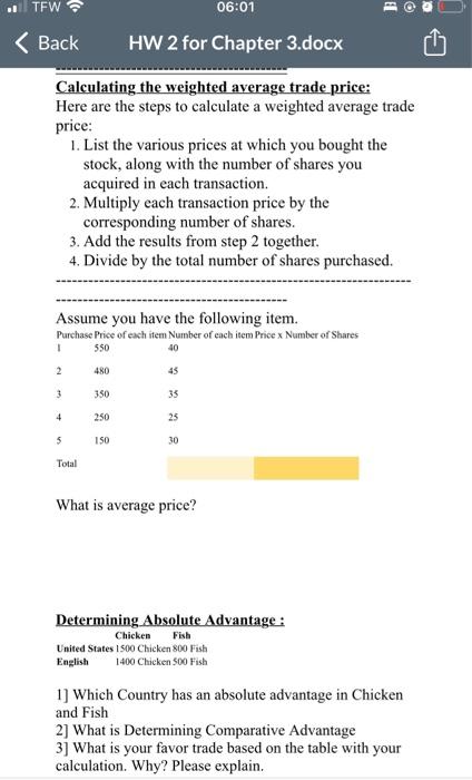 Solved Calculating the weighted average trade price: Here | Chegg.com