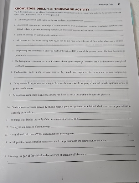 Solved How can I figure out KNOWLEDGE DRILL 1-3: TRUE/FALSE | Chegg.com