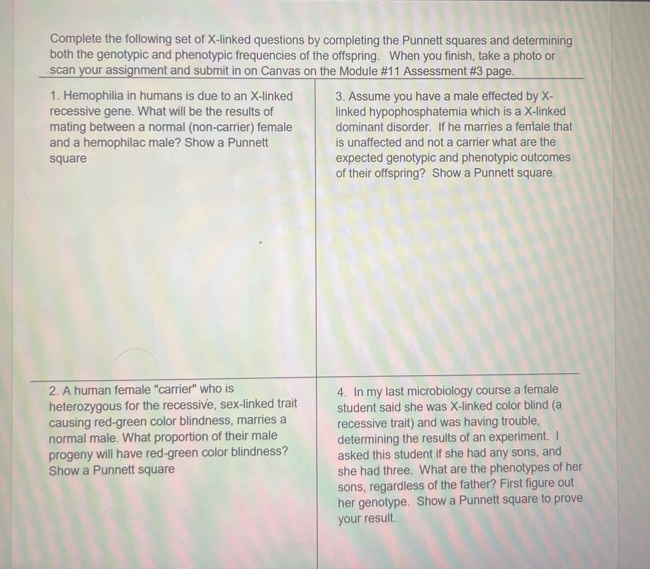 Solved Complete the following set of x-linked questions by | Chegg.com