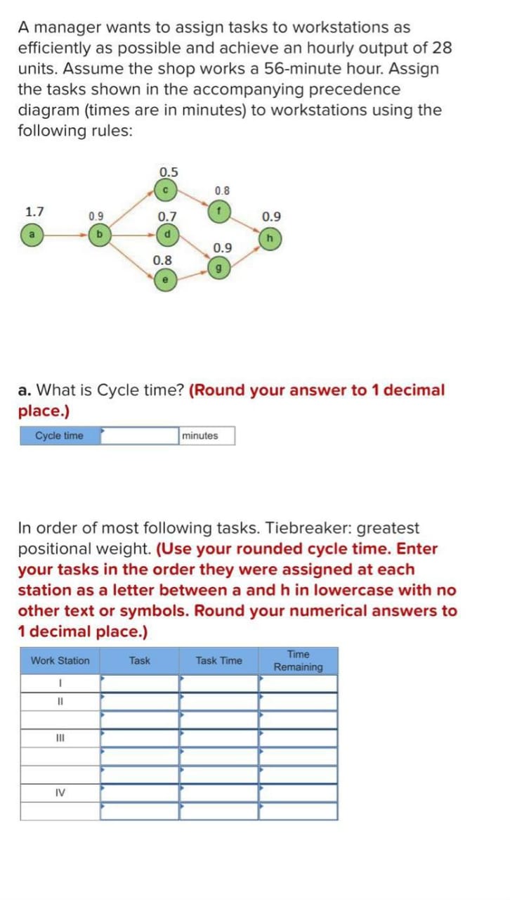 Solved What is Efficiency? (Use your rounded cycle time in | Chegg.com