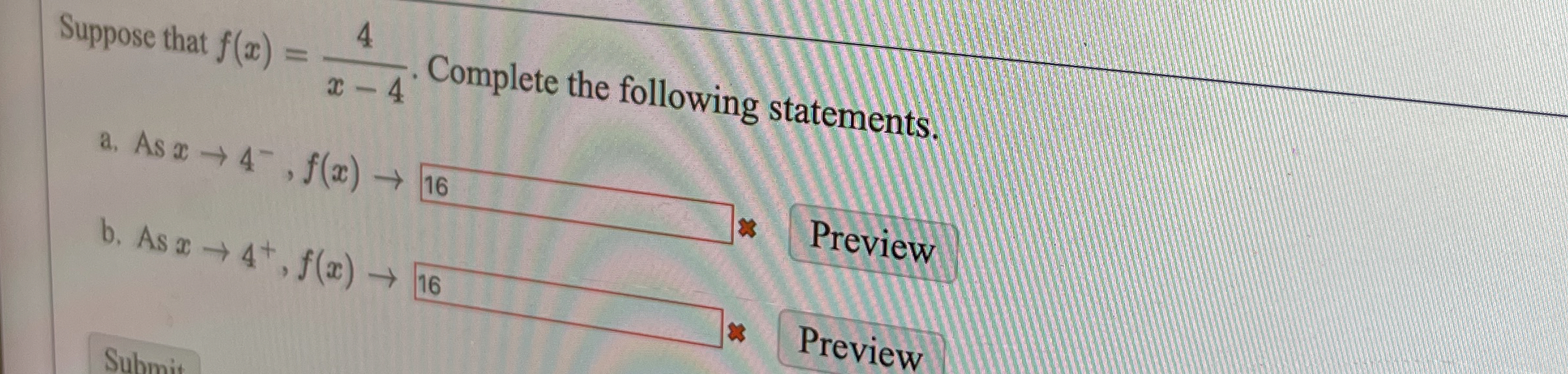 Solved Suppose that f(x)=4x-4. ﻿Complete the following | Chegg.com