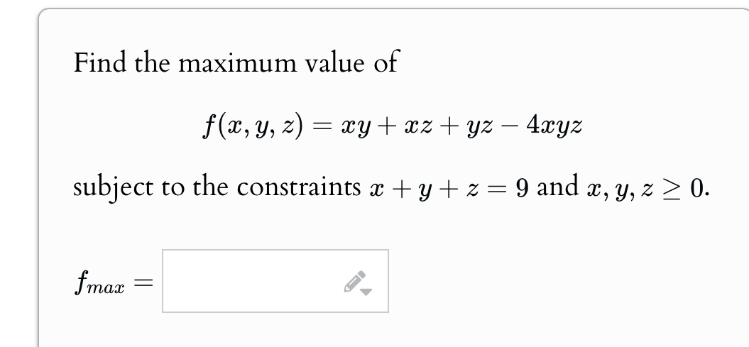 Solved Find the maximum value | Chegg.com