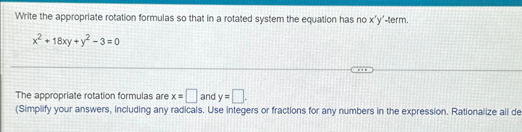 Solved Write the appropriate rotation formulas so that in a | Chegg.com