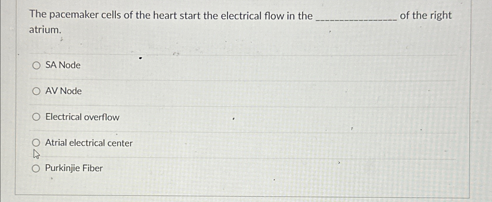 Solved The pacemaker cells of the heart start the electrical | Chegg.com