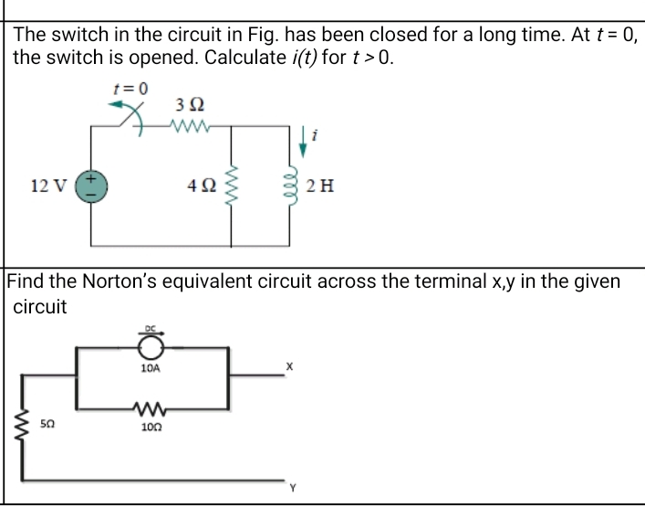 Solved The switch in the circuit in Fig. has been closed for | Chegg.com