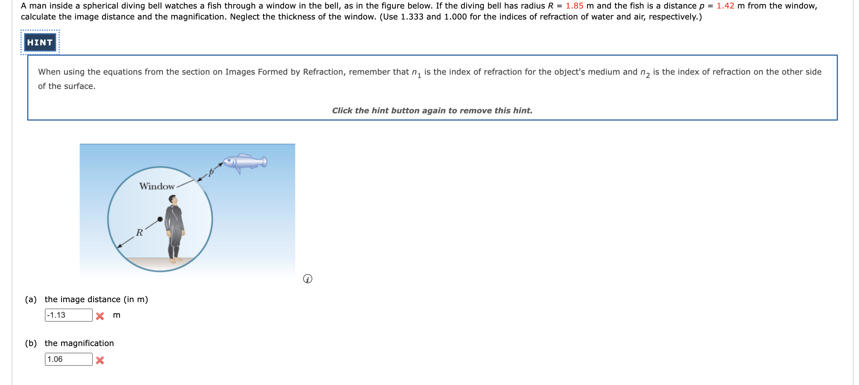 Solved calculate the image distance and the magnification. | Chegg.com