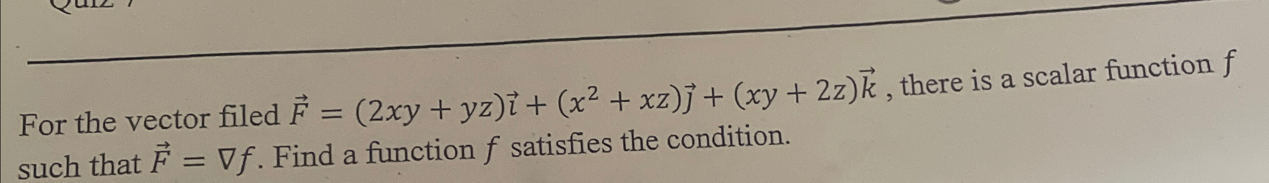 Solved For the vector filed | Chegg.com
