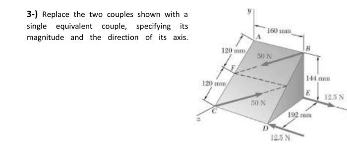 Solved 3-) Replace the two couples shown with a single | Chegg.com