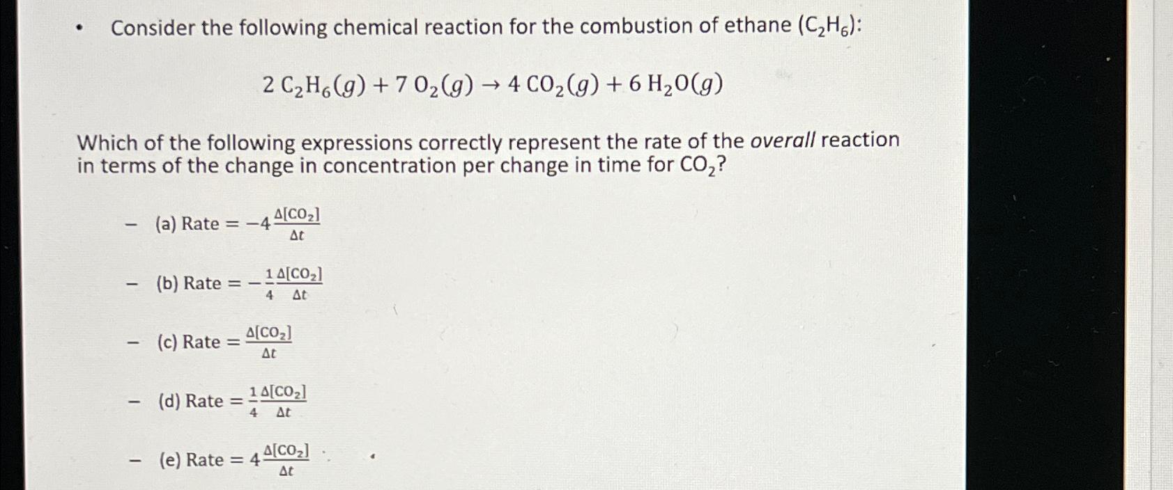 Solved Consider the following chemical reaction for the | Chegg.com