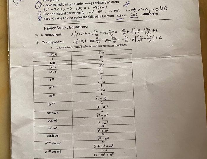Solved 3. - Solve the following equation using Laplace | Chegg.com