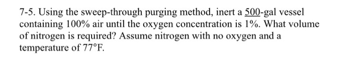 Solved 7-5. Using the sweep-through purging method, inert a | Chegg.com