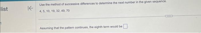 Solved Use the method of successive differences to determine | Chegg.com