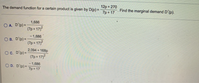 Solved The demand function for a certain product is given by | Chegg.com