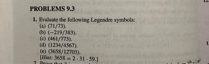 Solved 4 Show That 3 Is A Quadratic Residue Of 23 But A